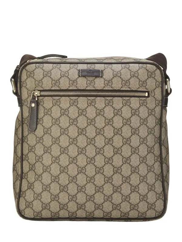 Gucci Gg Supreme Vertical Camera Bag - Brown