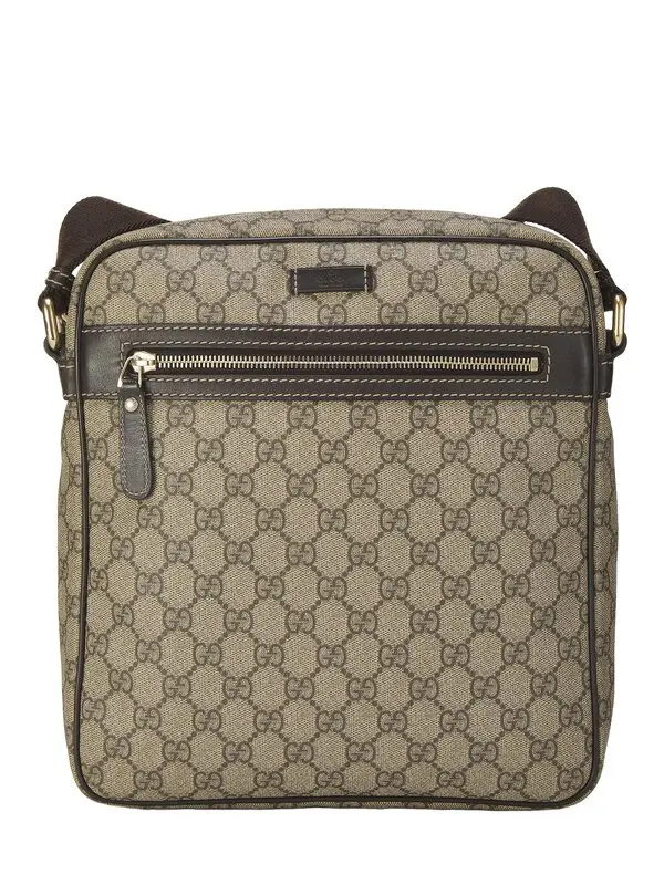 Gucci Gg Supreme Vertical Camera Bag - Brown