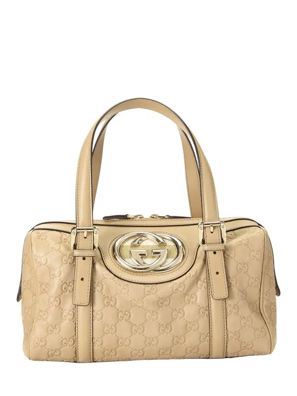 Gucci Guccissima Leather Britt Boston Bag - Beige