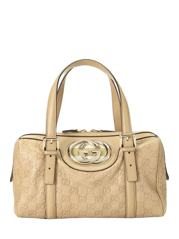 Gucci Guccissima Leather Britt Boston Bag - Beige