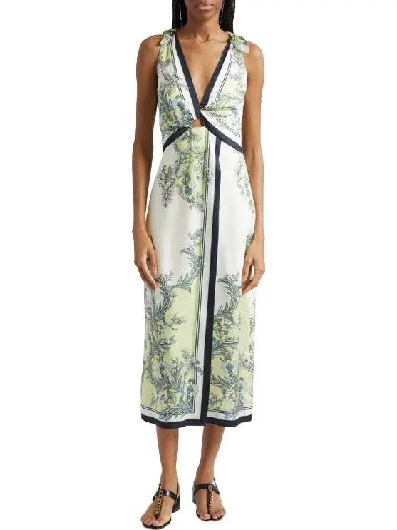 Veronica Beard Kaliza Print Sleeveless Maxi Dress - Light Pistachio Multi