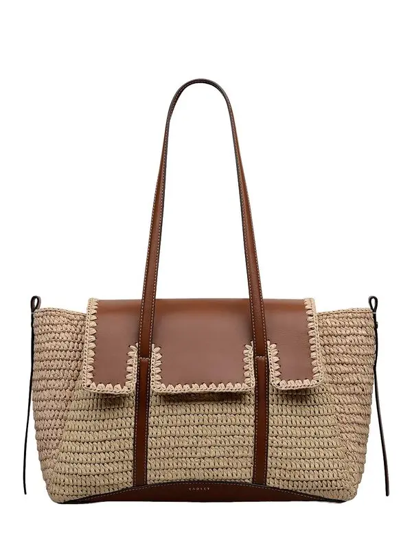 RADLEY The Chancery Raffia Flapover Woven Shoulder Bag - Natural