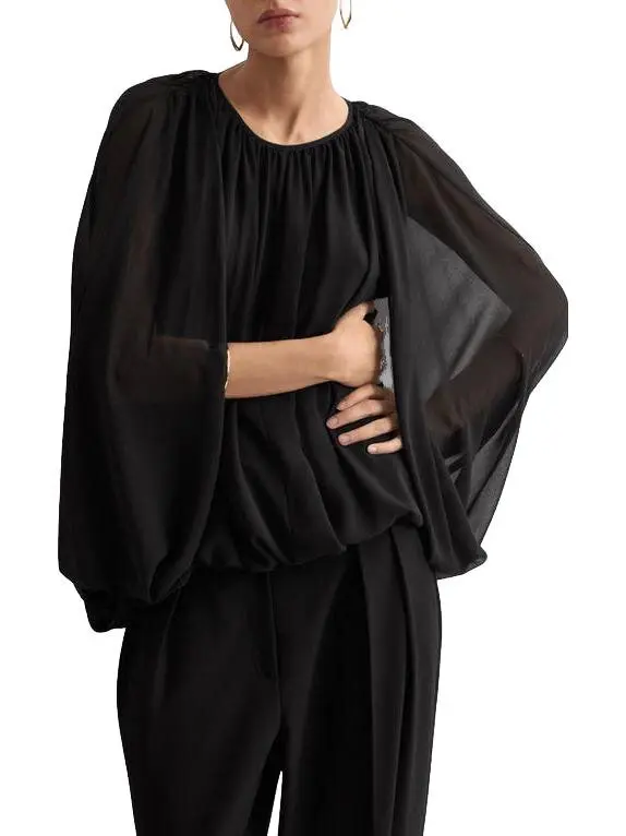 Mango Cape Sleeve Top - Black