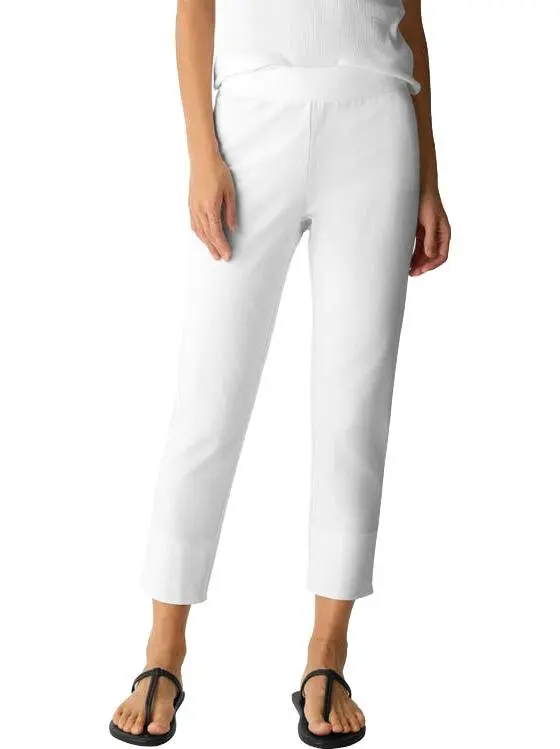 Eileen Fisher Slit Back Slim Cropped Pants - White