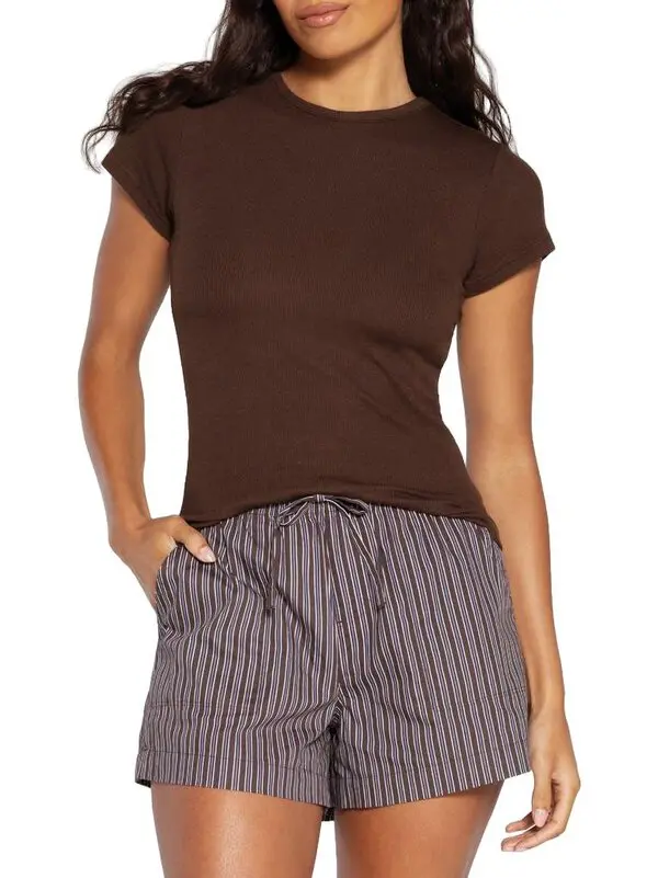 NUUDS Ribbed Crewneck T-shirt - Espresso