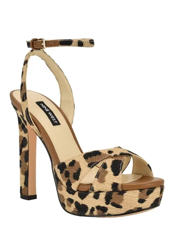 Nine West Ankle Strap Platform Sandals - Light Natural