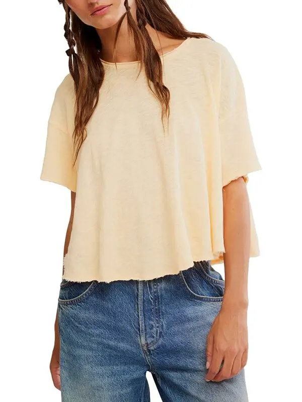 Free People Elsie Linen & Cotton Slub Jersey Swing T-shirt - Sparkle Light