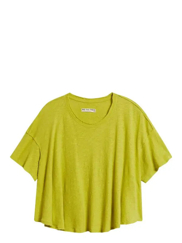 Free People Elsie Linen & Cotton Slub Jersey Swing T-shirt - Warm Olive