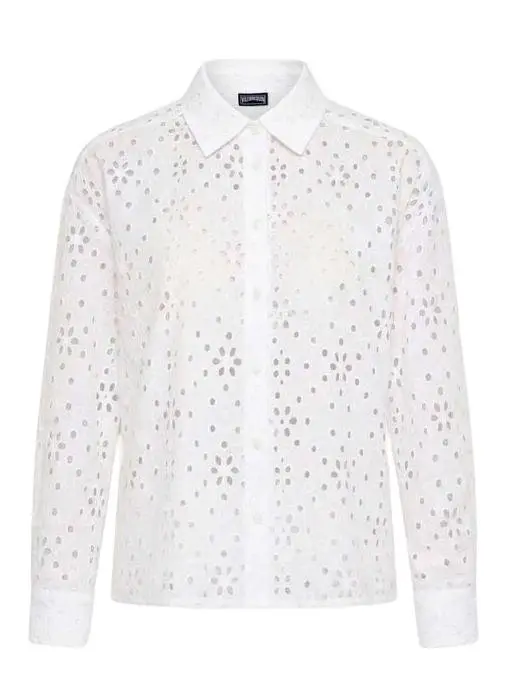 Vilebrequin Floral Broderie Anglaise Cotton Frankie Shirt - White