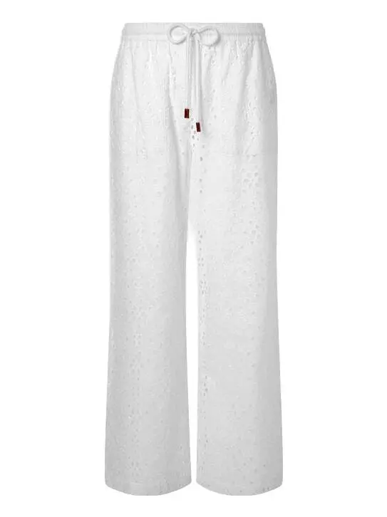 Vilebrequin Floral Broderie Anglaise Cotton Freyja Pants - White