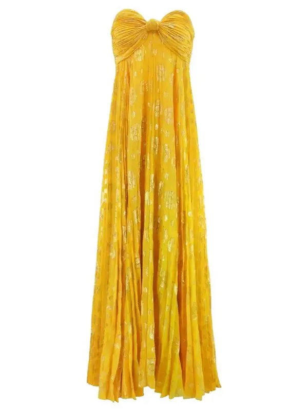 Alexis Knot Pleated Gown - Yellow