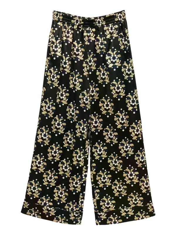 Cynthia Rowley Silk Wide-leg Trousers - Black