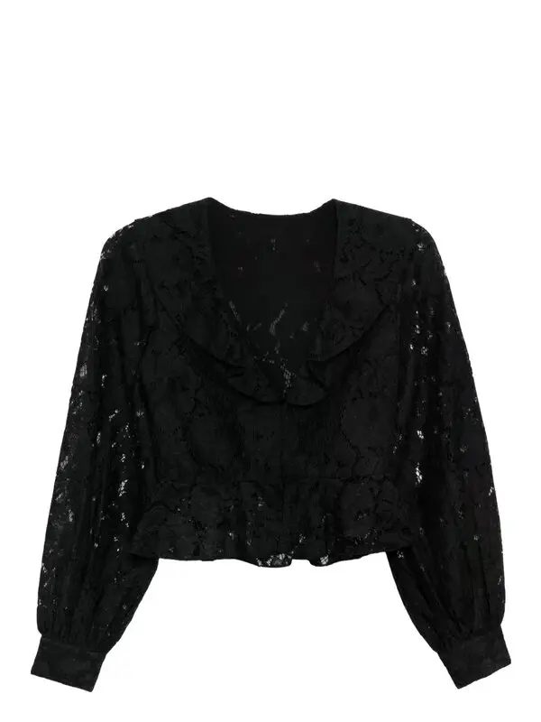 Cynthia Rowley Lace V-neck Blouse - Black