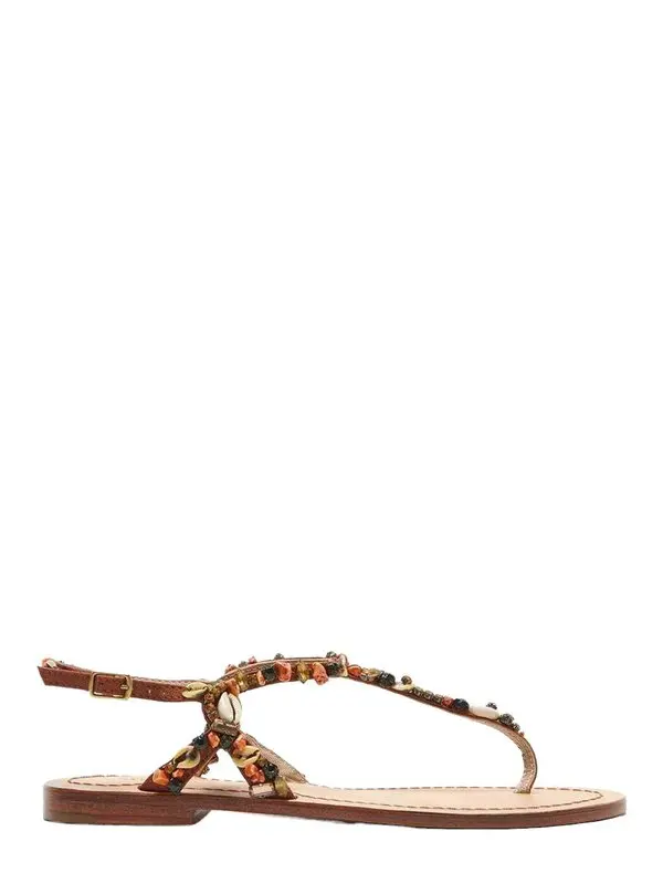 Malìparmi Seashell Embellished Sandals - Brown