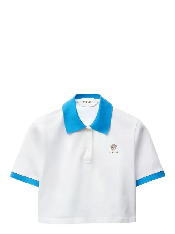 Versace Cropped Logo Polo Shirt - White