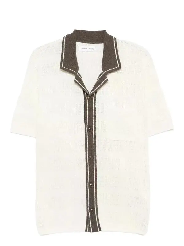 SAMSOE SAMSOE Sapercy Button Trim Polo Shirt - Neutrals