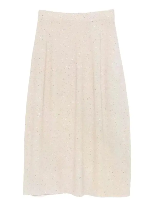 Antonelli Firenze Knitted Sequin Embellished Skirt - Neutrals