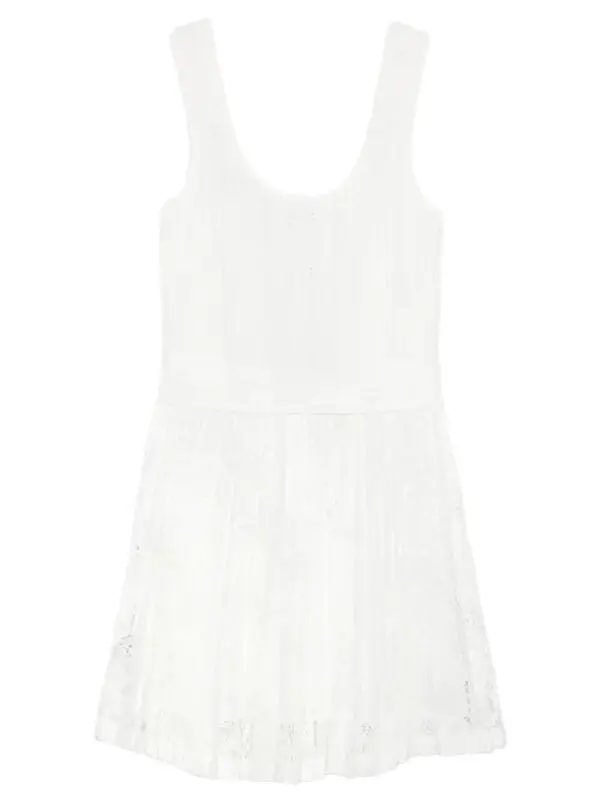Simkhai Pleated Lace Mini Dress - White
