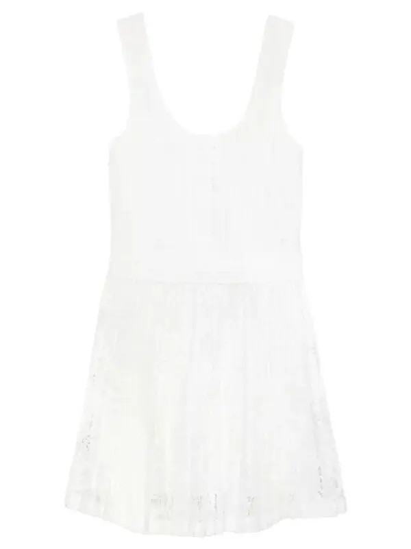Simkhai Pleated Lace Mini Dress - White