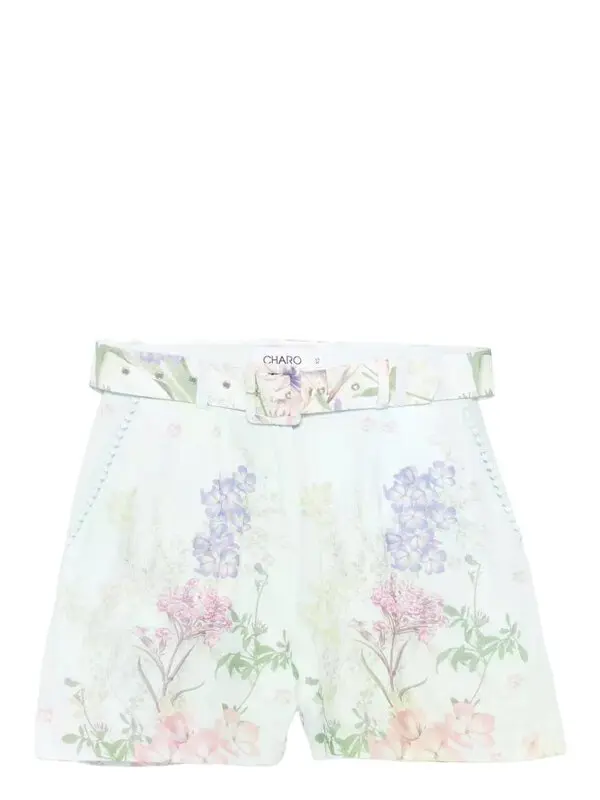 Charo Ruiz Ibiza Floral Belted Shorts - Blue