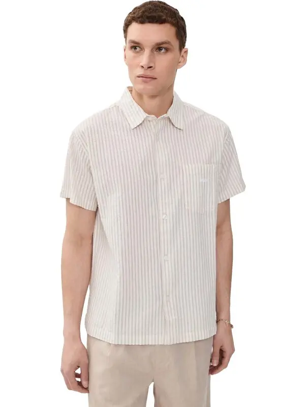 Obey Seersucker Collared Shirt - Unbleached Multi