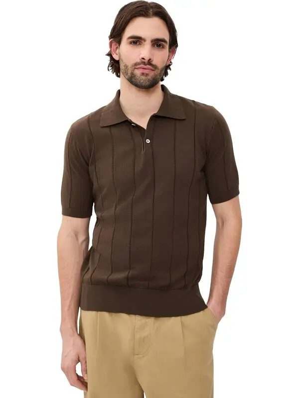 FAR AFIELD Jacobs Knitted Polo - Brown