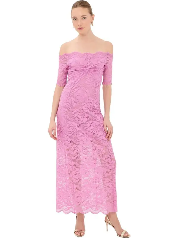 Rabanne Lace Midi Dress - Camelia Pink
