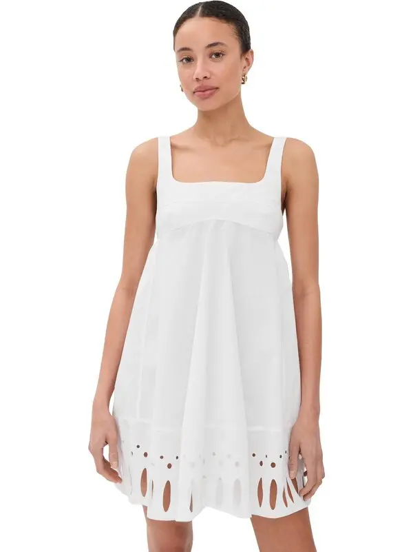 Rabanne Eyelet Babydoll Mini Dress - White