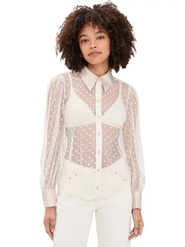 L'Agence Sophie Swiss Dot Blouse - Ecru