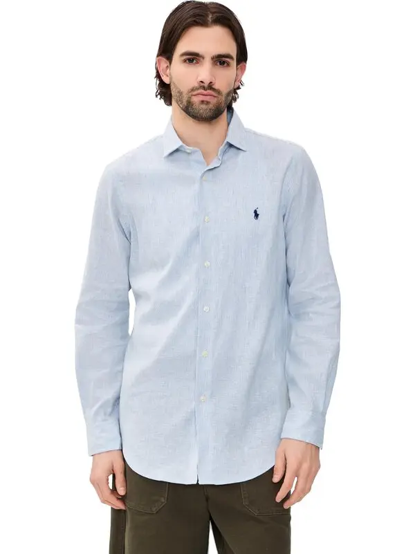 Polo Ralph Lauren Striped Linen Shirt - Cabana Blue White