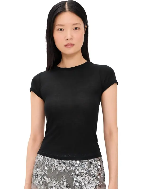 Paris Georgia Sheer Baby Tee - Black