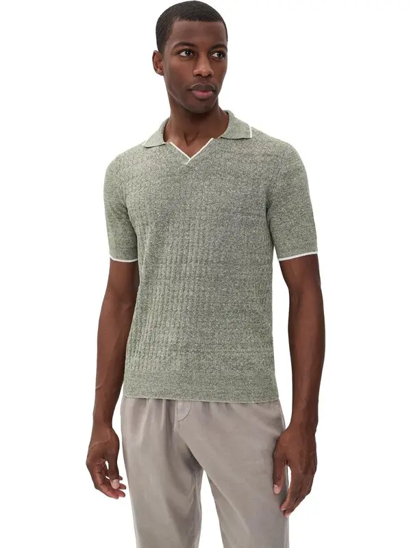 Fedeli Poldo Irlanda Cotton Linen Polo - Olive