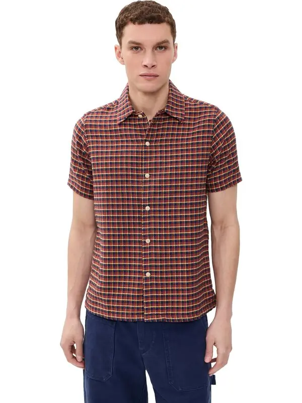 FAR AFIELD Dobby Check Busy Shirt - Red/multi