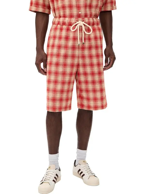 NAHMIAS Plaid Relaxed Shorts - Cherry Plaid Flannel