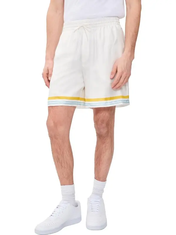 Casablanca Tennis Landscape Silk Shorts - White