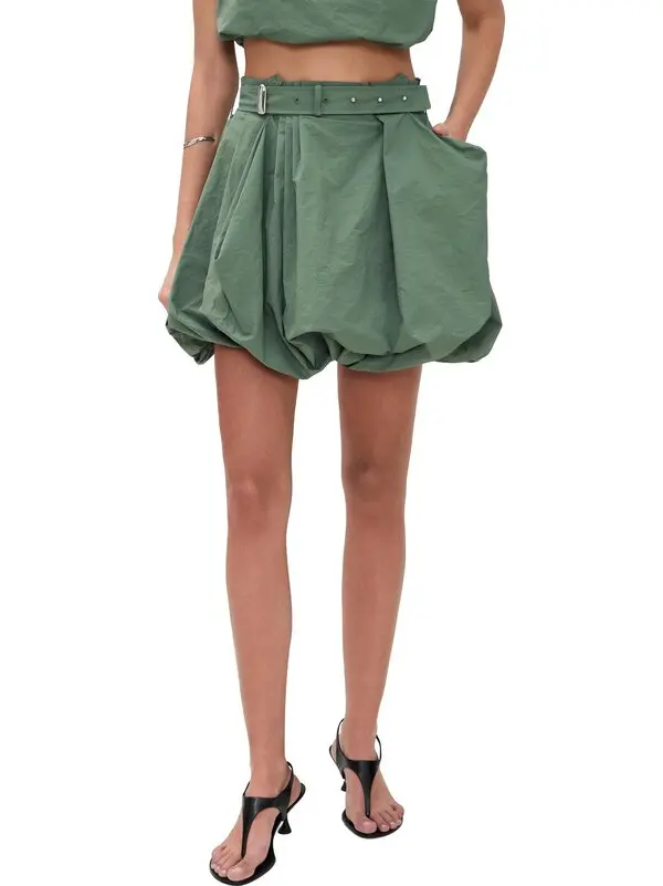 Paris Georgia Volume Mini Skirt - Duck Green