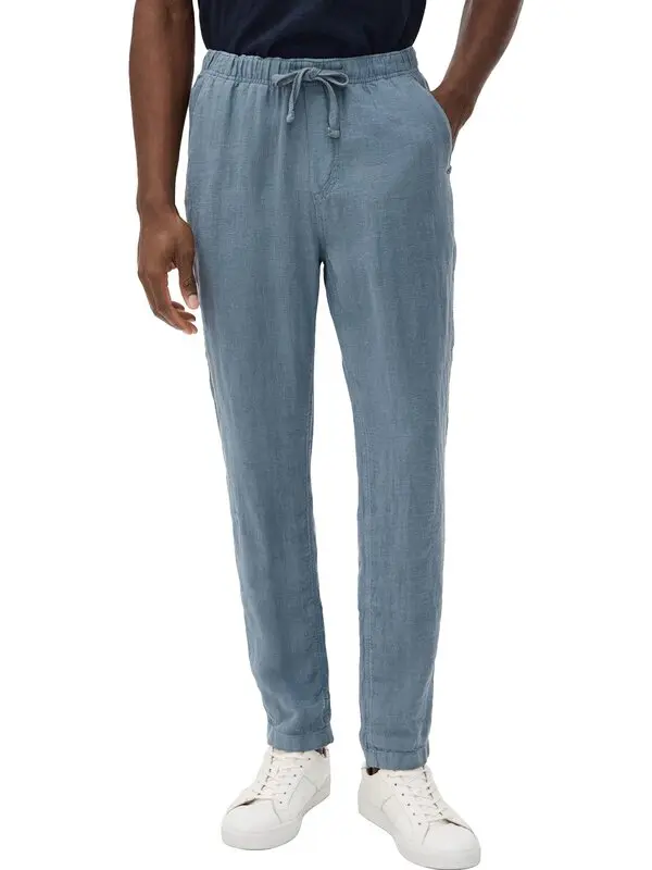 Faherty Brand Linen Drawstring Pants - Deep Marine