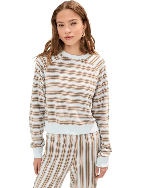 LE BOP Marlow Striped Sweatshirt - Light Blue/chocolate