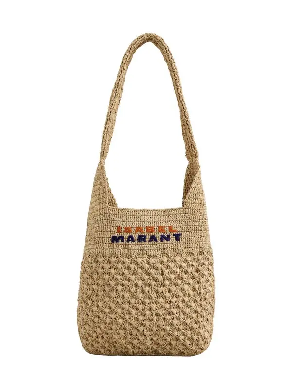 Isabel Marant Small Raffia Tote - Natural/purple/orange