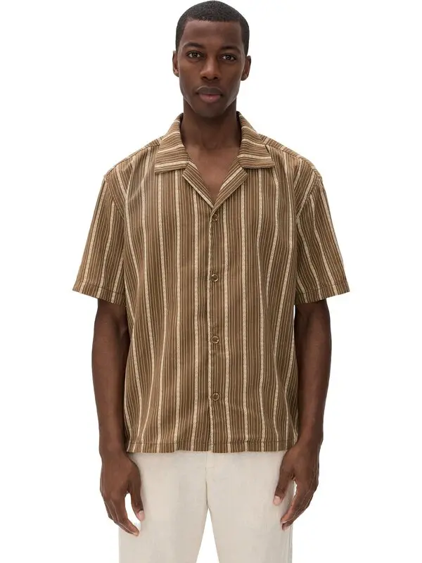 RHYTHM West Winds Stripe Short Sleeve Shirt - Earth