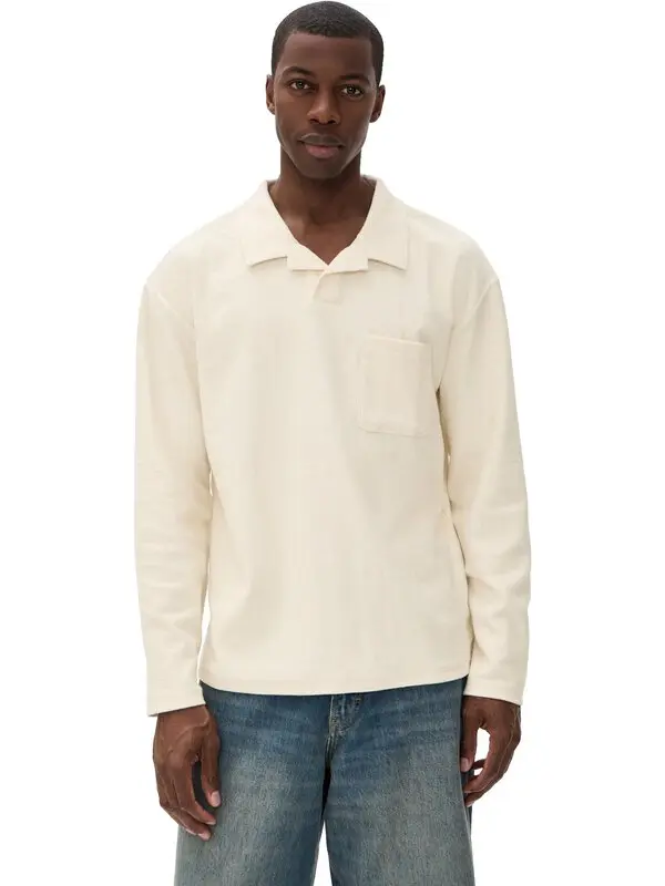 RHYTHM Vintage Terry Long Sleeve Shirt - Natural