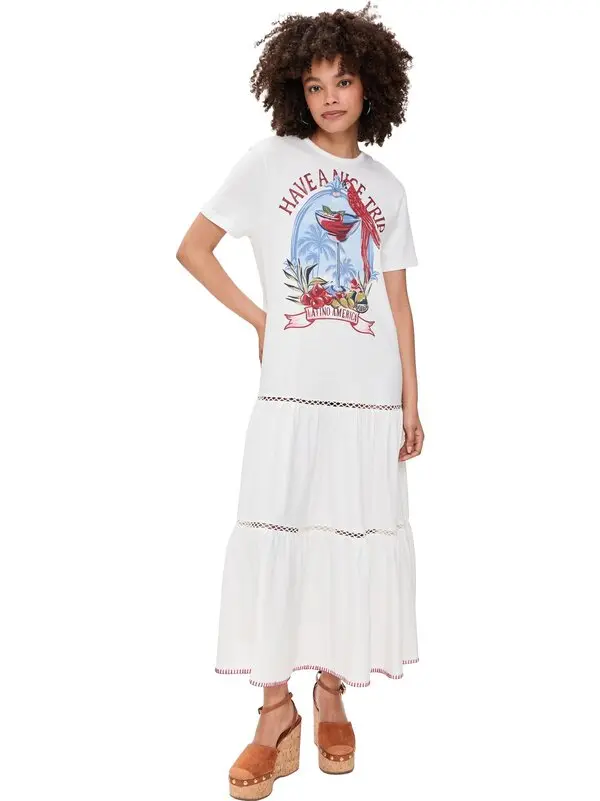 Farm Rio Have A Nice Trip Maxi Dress - Off-white