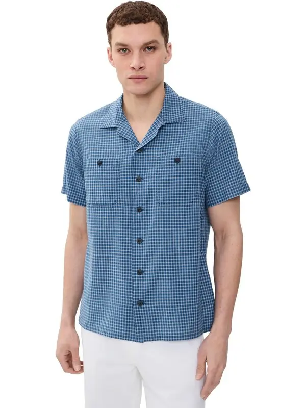 Polo Ralph Lauren Billy Short Sleeve Plaid Collared Shirt - Indigo Cream