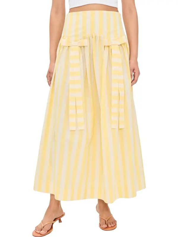 THE TINY BIG SISTER Striped Poplin Skirt - Mellow Yellow