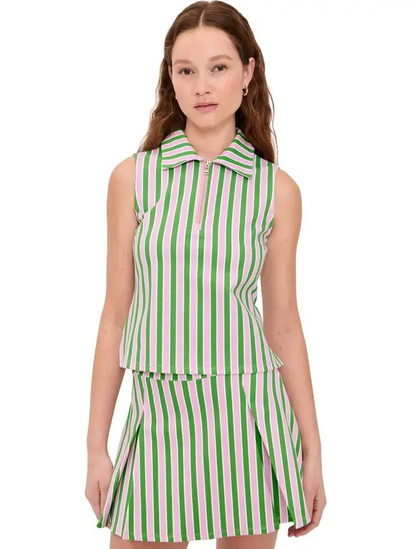 Addison Bay Sleeveless Virginian Polo - Key Lime/bubblegum Stripe