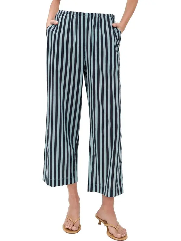 The Great. Striped Pull-on Pants - Blue Club Stripe