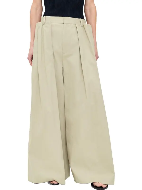 Tibi Tucked Pleated Trousers - Taupe