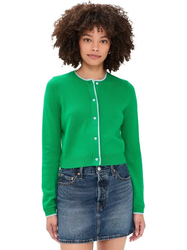 Alice + Olivia Dollie Two Tone Cardigan - Green Apple/carolina Blue