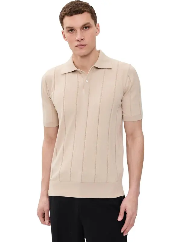 FAR AFIELD Jacobs Knitted Polo - Sand