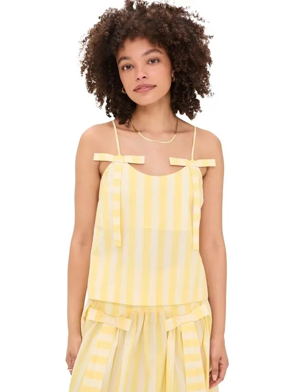 THE TINY BIG SISTER Striped Straps Top - Mellow Yellow